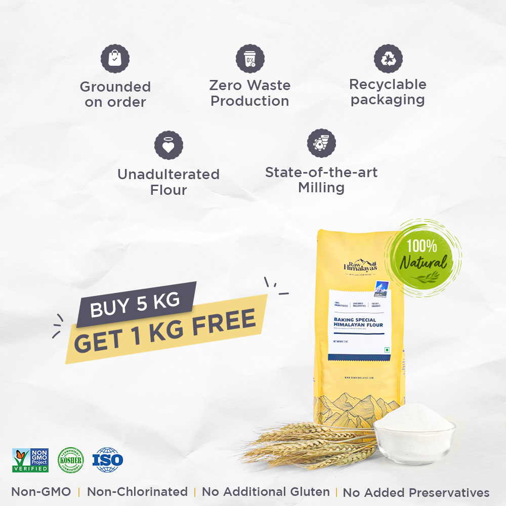 Raw Himalayas Baking Special Flour - Superfine, Freshly Milled