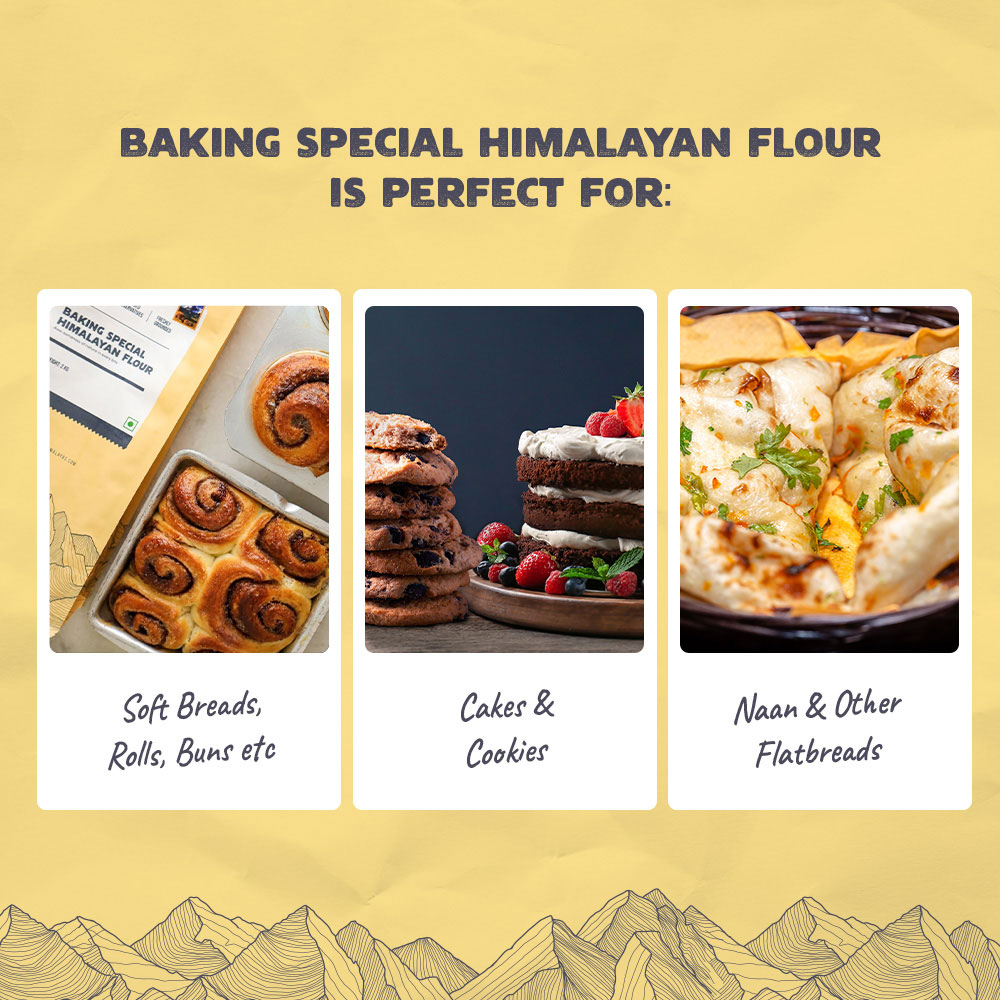 Raw Himalayas Baking Special Flour - Superfine, Freshly Milled